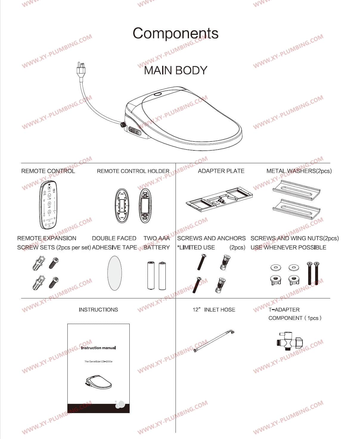 Electric Smart Bidet Seat B011 with Remote Control for Elongated ...